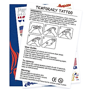 AOYOO Fourth of July Decorations Temporary Tattoos 34 Style America Giltter Tattoos, Red White and Blue Party Supplies, 4th of July Accessories, USA Flag, Memorial Day, Independence Day, Labor Day