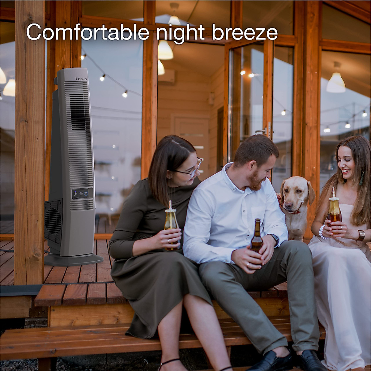 Lasko Outdoor Living Oscillating Tower Fan, for Decks, Patios and Porches, 10 Foot Power Cord, 4 Refreshing Speeds, 42", Grey, YF202