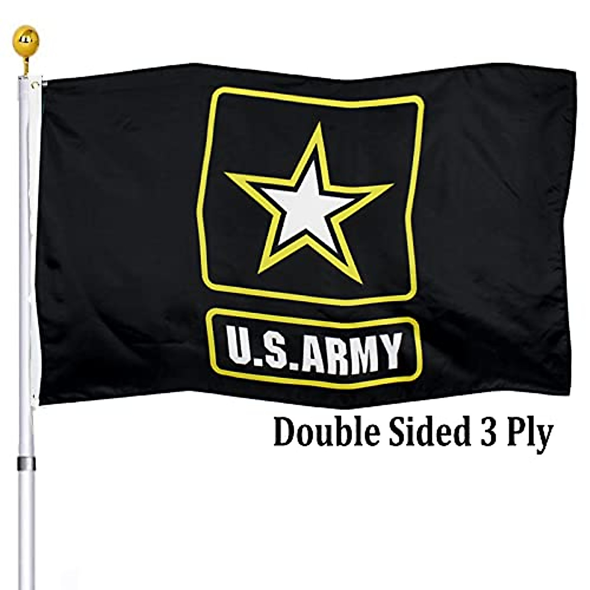 US Army Military Flag 3x5 Outdoor Made In USA Double Sided- American United States Army Star Black Flags 3 Ply Heavy Duty Fade Resistant Banner for Outdoor Indoor Garage Wall