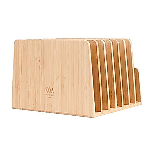 MobileVision Bamboo Desktop File Folder Organizer and Paper Tray, 7 Slots