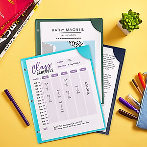 Avery Corner Lock Binder Pocket for 3 Ring Binders, Navy Blue with Clear Front, for 8.5" x 11" Documents, Acid-Free and Archival-Safe, 1 Binder Folder (47838)