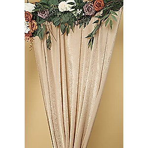 Cytdkve 2 Panels 4.8 Feet x 10 Feet Beige Velvet-Like Wedding Backdrop Curtain Drapes, Silky Soft Window Curtains Panels for Wedding Ceremony Birthday Party Decorations