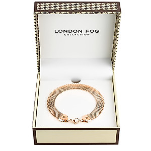 LONDON FOG 8 Inch Tailored Silver Plated Mesh Link Bracelet For Men and Women (LF10018) (Gold, 8 Inch Mesh)