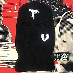 2PCS Ski Cycling Knitted Full Face Cover Winter Balaclava Warm Mask Outdoor Sports for Men Women (Pink & Black)