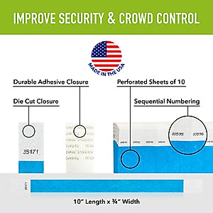 Wristco Neon Blue 3/4" Tyvek Wristbands - 500 Pack Paper Wristbands For Events