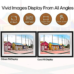 WDYQJE Digital Picture Frame WiFi 10.1 Inch, IPS Touch Screen Smart Cloud Electronic Picture Frame with 64GB Large Storage for Smoother Media Playback, Easy Setup to Share Photos/Videos via Frameo APP