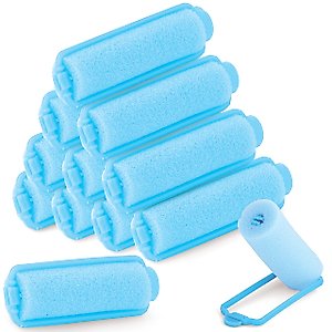 Foam Hair Roller Set, Heatless Hair Curlers to Sleep In, Self-Fastening, Soft Wave Curlers for Short and Medium Hair, Blue, 1.5CM 12 Pieces – By Rampro
