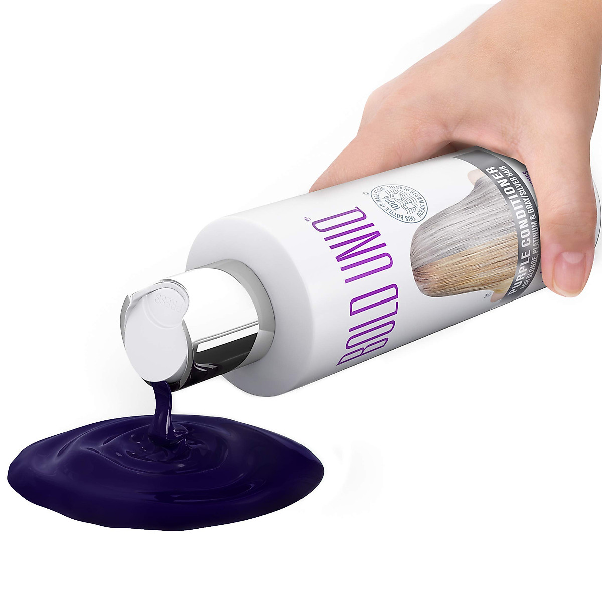 BOLD UNIQ Purple Shampoo & Conditioner Duo - Eliminates Brassy Yellow Tones. Lightens Blonde, Platinum, Ash, Silver and Grays. Paraben & Sulfate Free, Vegan and Cruelty Free.