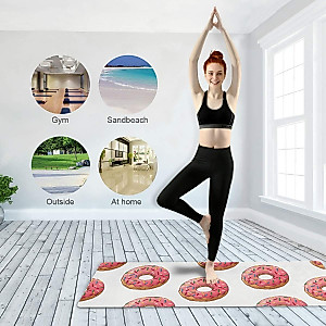 Travel Yoga Mat Non Slip - Glazed Donuts Foldable Exercise Mat Lightweight Work Out Mat with Bag Sweat Absorbent Fitness Mat for Yoga Pilates Home Fitness Exercise