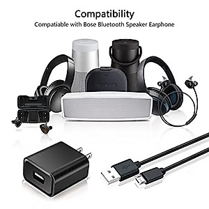 Replacement Bose SoundLink Color Bluetooth Speakers I II III 3 Micro USB Wall Charger Charging Cord for Bose SoundLink Mini 2 II, SoundLink Micro, Revolve Plus QC20 QC35 SoundSport Free Headphones