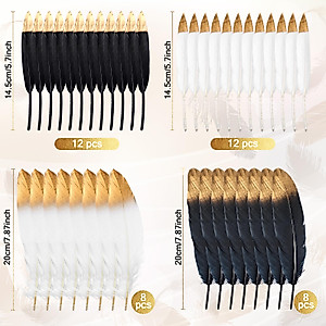 Umigy 49 Pcs Roaring 20s Party Decorations 8 Matte Coated Glass Wine Bottles 40 Dipped Feather 16.4 feet Long String of Pearls Bead for 1920s Themed Wedding Cake Table Centerpiece (Black)