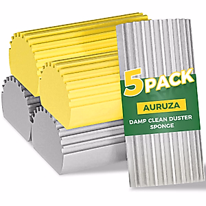 5-Pack Damp Clean Duster Sponge, Dusters for Cleaning Scrub Brush Magic Eraser Sponge Household Cleaning Supplies Products Kitchen Gadgets Tools Sink Accessories for Blinds, Baseboard, Ceiling Fan