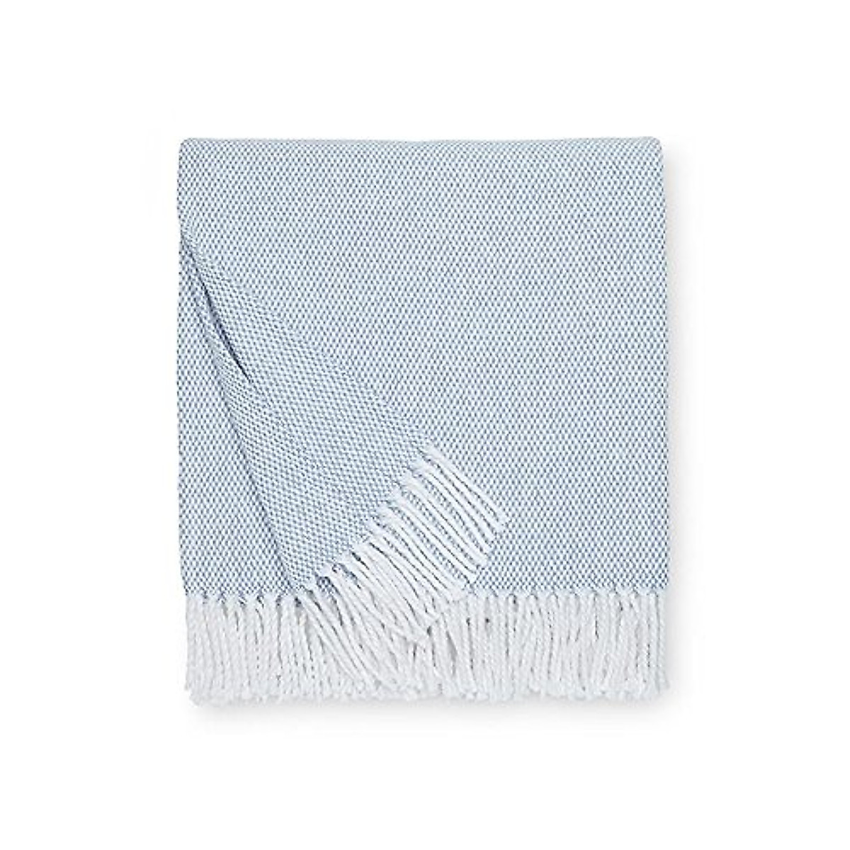 Sferra Terzo 100% Brushed Cotton Throw - Ocean/White