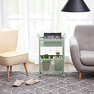 Magazine & Newspaper Baskets Magazine Rack Wrought Iron Rack Wheeled Living Room Book Storage Basket Bedroom Bedside Locker Living Room Storage Cart Floor-Standing Multi-Layer Storage Rack