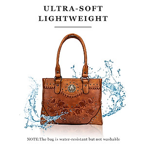 LAVAWA Tote Bag for Women Large Western Purse Ladies Top Handle Shoulder Handbags Vintage Embossed Concho Studs