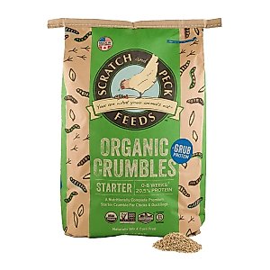 Scratch and Peck Feeds Starter Crumbles Chick Feed with Grub Protein - 25-lbs. - Certified Organic, Non-GMO Project Verified