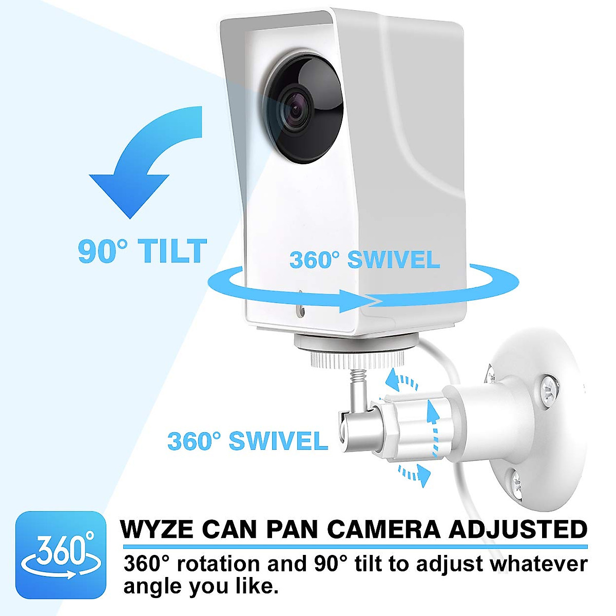 EastKing for Wyze Cam Pan Wall Mount Bracket with Silicone Case,Weather Proof 360 Degree Adjustable for Outdoor and Indoor Anti-Sun Glare and UV Protection Very Easy to Install