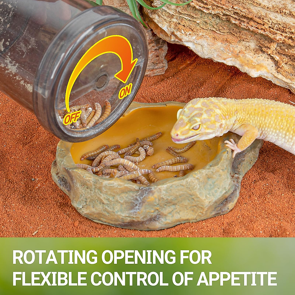 REPTI ZOO Reptile Cricket Powder Mixer, Insect Calcium Mixer, Cricket Nutrients Shaker for Gecko Snake Lizards, Feed Dispenser for Reptile & Amphibians | Terrarium Tank Accessories