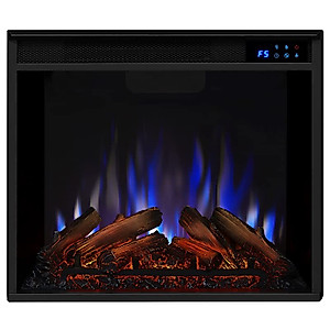 BOWERY HILL Solid Wood & Steel Electric Fireplace in Gray Finish