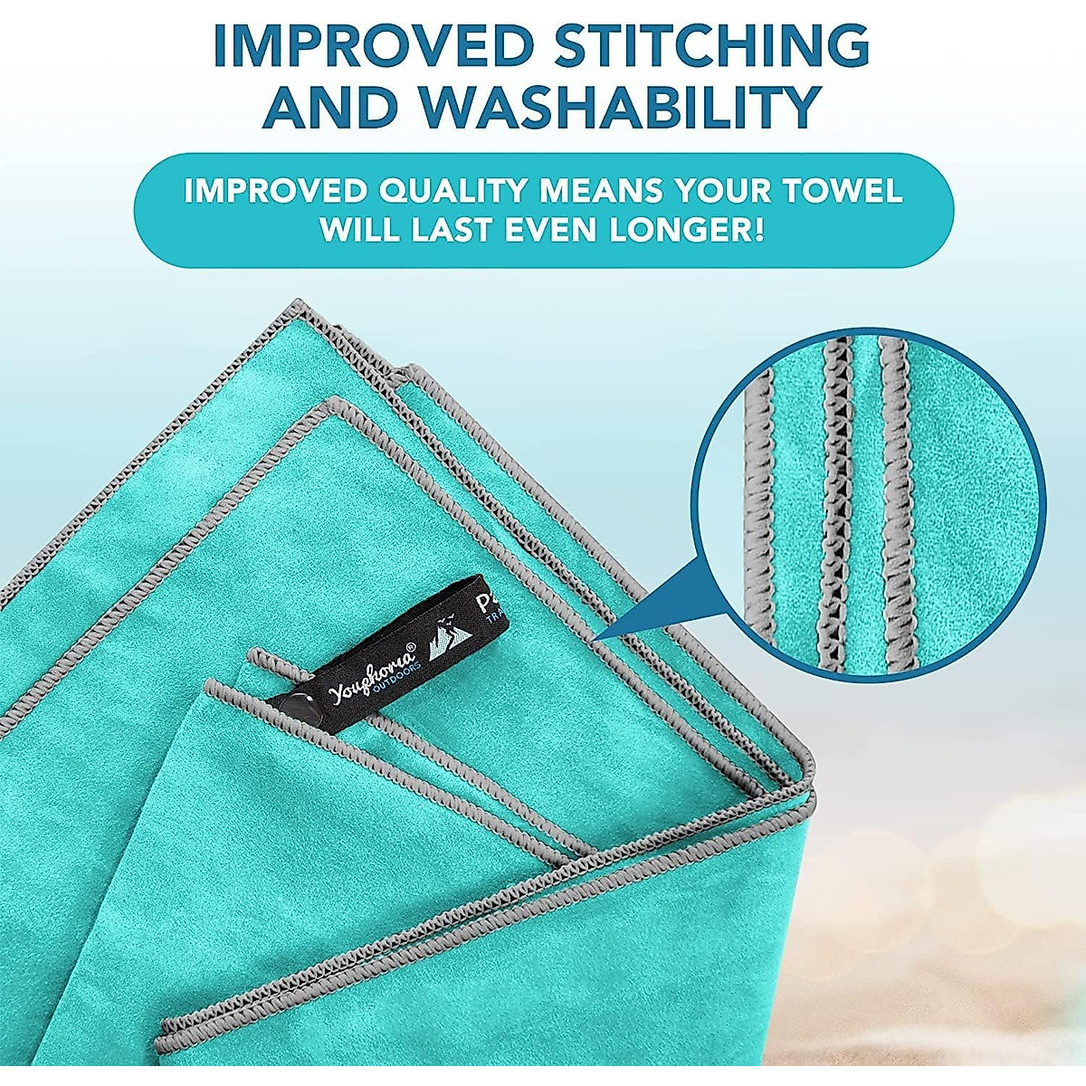 Youphoria Microfiber Travel Towel Fast Drying Lightweight - Quick Dry Towel for Camping, Beach, Backpacking, Hiking, & Sport