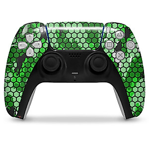 WraptorSkinz Skin Wrap compatible with Sony PS5 DualSense Controller HEX Mesh Camo 01 Green Bright (CONTROLLER NOT INCLUDED)