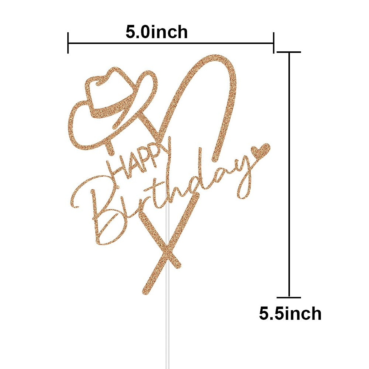 Cowgirl Happy Birthday Cake Topper, Mexican Western Birthday Cake Decor, Fiesta Theme Girls Birthday Party Decorations Rose Gold Glitter