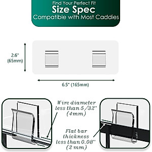 Jovware Shower Caddy Adhesive Replacement Sticker, Shower Adhesive Strip Adhesive Hook Bathroom Storage Shelf Organizer Sticker Adhesive Pads Hooks for Kitchen Caddy for Flat Wire, 2 Flat Hooks 6 1/2"