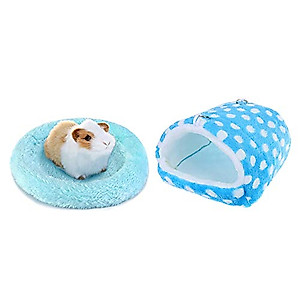 Filhome Small Animal Bed Set, Hamster Hammock House Guinea Pig Bed Rat Sleep Pad Mat Cage Accessories for Sugar Glider Chinchilla
