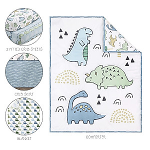 The Peanutshell Dinosaur Crib Bedding Set for Boys, 5 Pieces