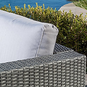 Christopher Knight Home Santa Rosa Outdoor Wicker 6-Seater Sectional Sofa Set with Aluminum Frame and Water Resistant Cushions, 7-Pcs Set, Grey / Silver Grey