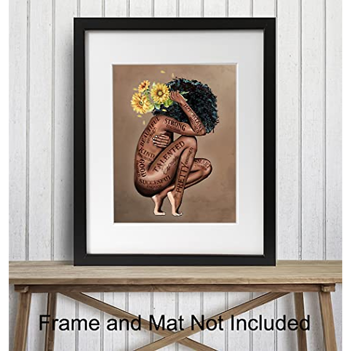 Black women Wall Art & Decor - Black Art - African American Wall Art - Afro Black Woman Wall Art - African American Women Wall Art - I Am - Positive affirmation Black Girl Magic Poster - UNFRAMED 8x10