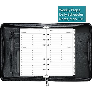 Fan&Ran Zippered Planner Organizer, Simulated Leather Undated Start Set, Personal Size, Black