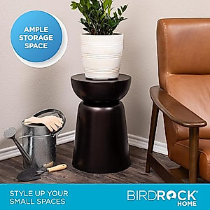 BIRDROCK HOME Metal Decorative Garden Stool and Outdoor Accent Side Table - Modern Industrial Round End Table for Home Furniture, Porch, Patio Decor, Garden, Deck - Dark Antique Bronze, 14" H x 14" D