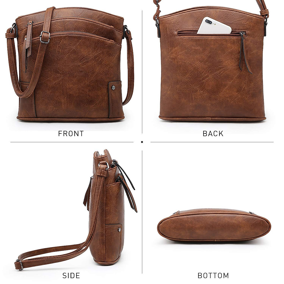 VONMAY Crossbody Bags for Women Purses Handbags Multi Pockets Shoulder Bag (Coffee)