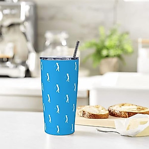 Yaxongx 20oz Tumbler Golfers Print Double Wall Vacuum Insulated Coffee Mug with Lid and Metal Straw Brush Reusable Stainless Steel Water Bottle Travel Cup Gifts for Car Ice Drinks Hot Beverage