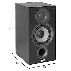 ELAC Debut 2.0 B5.2 Bookshelf Speakers, Black (Pair) - 1” Cloth Dome Tweeter & 5.25” Aramid Fiber Woofer - 2-Way Bass Reflex - Up to 35,000 Hz Response