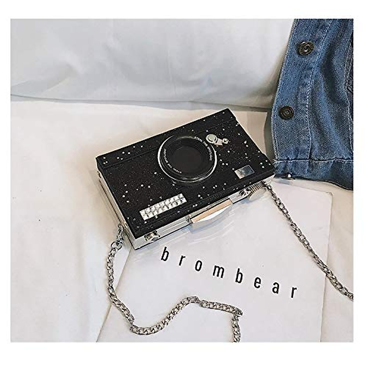 moderngenic Fashion 'Camera' Handbag, Envelope Clutch, Cross-body Shoulder Purse, Soft PU Leather Handbag for Women/Girls (Black)