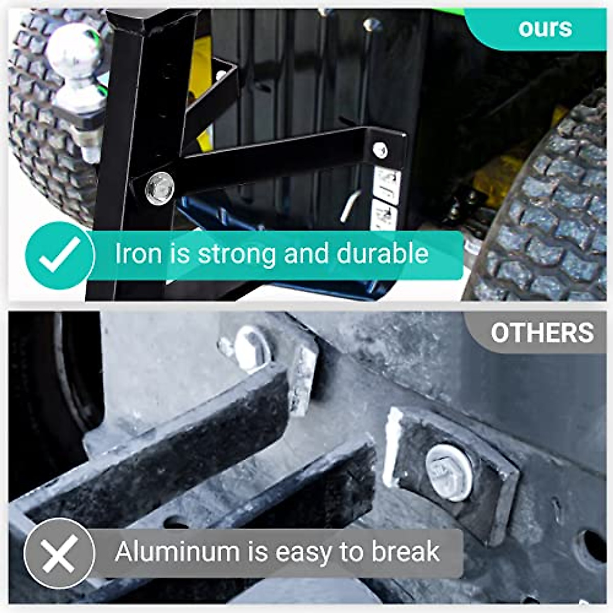 (Some Minor Modifications May Be Required) Heavy Duty Solid Iron Trailer Hitch for Lawn Mower,Garden Tractor Trailer Hitch,Compatible with John Deere Cub Cadet Husqvarna Craftsman Riding Mowers