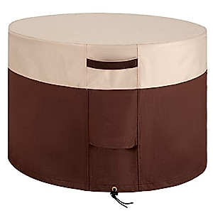 ELEXTYLE Round Fire Pit Cover 32 Inch Waterproof Heavy Duty Outdoor Round Firepit Covers 600D Patio Small Fire Pit Table Cover Dustproof Anti UV,32”D X 24”H