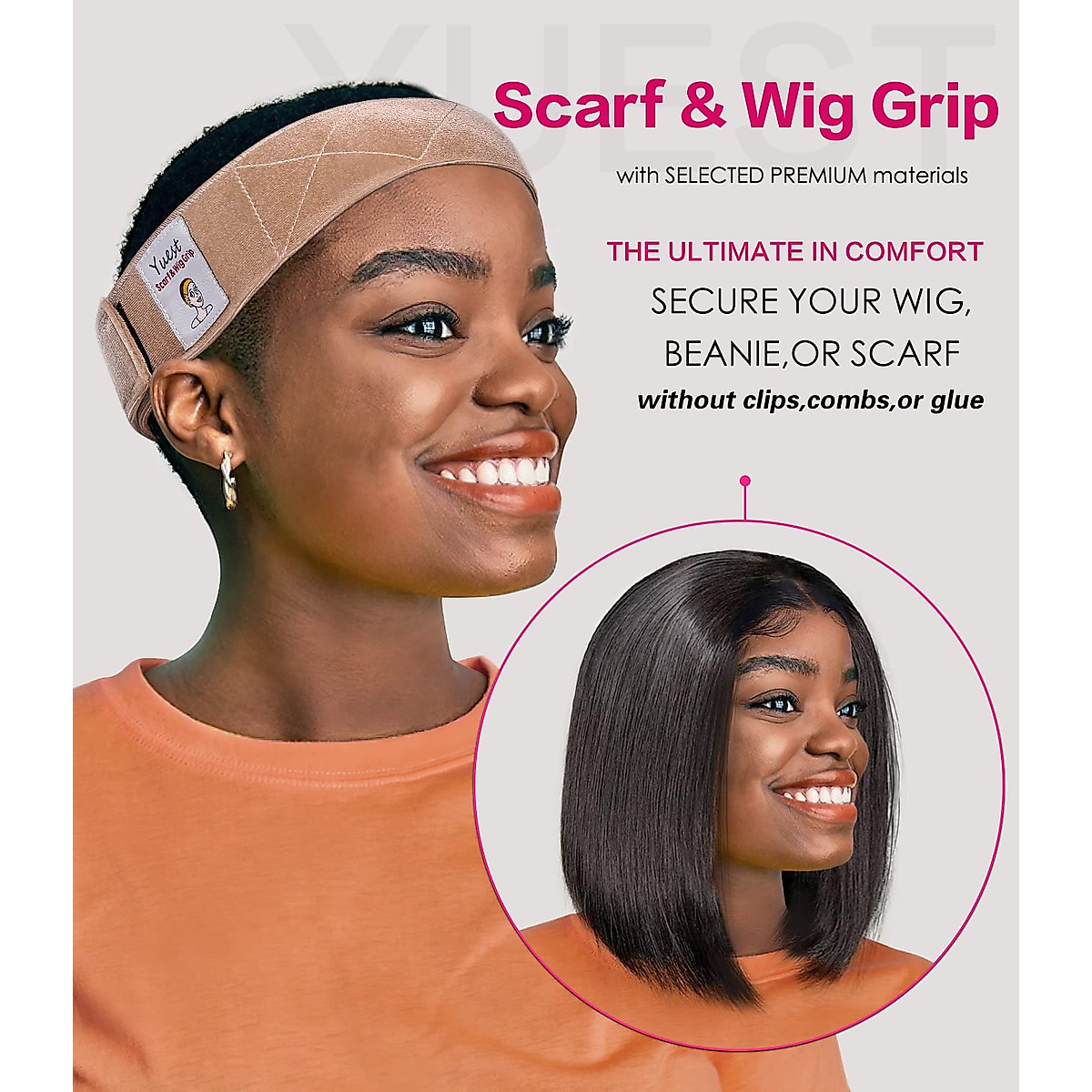 Yuest 2 Pack Wig Grip Band for Keeping Wigs in Place Secured Velvet Wig Gripper Adjustable Wig Grips Headband Stay Put No Slip Accessories for Women Edge Saver