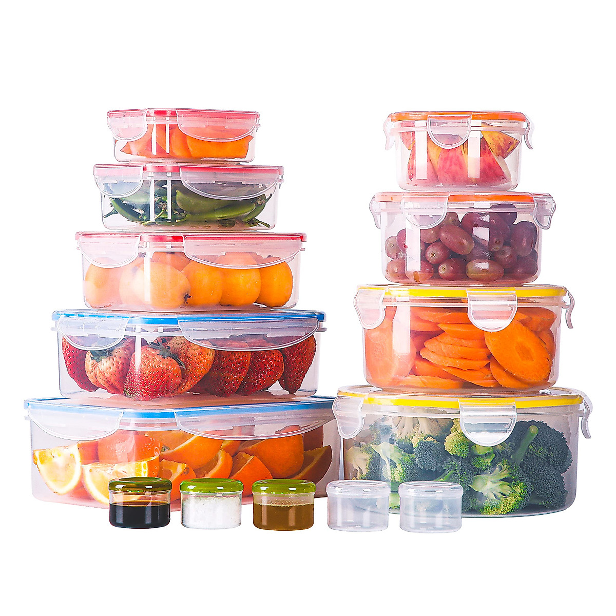 DIDO 28 PCS Food Storage Containers With Airtight Lids, Hinged BPA Free Kitchen Plastic Containers, Freezer & Microwave & Dishwasher Safe - Pantry & Kitchen Organization