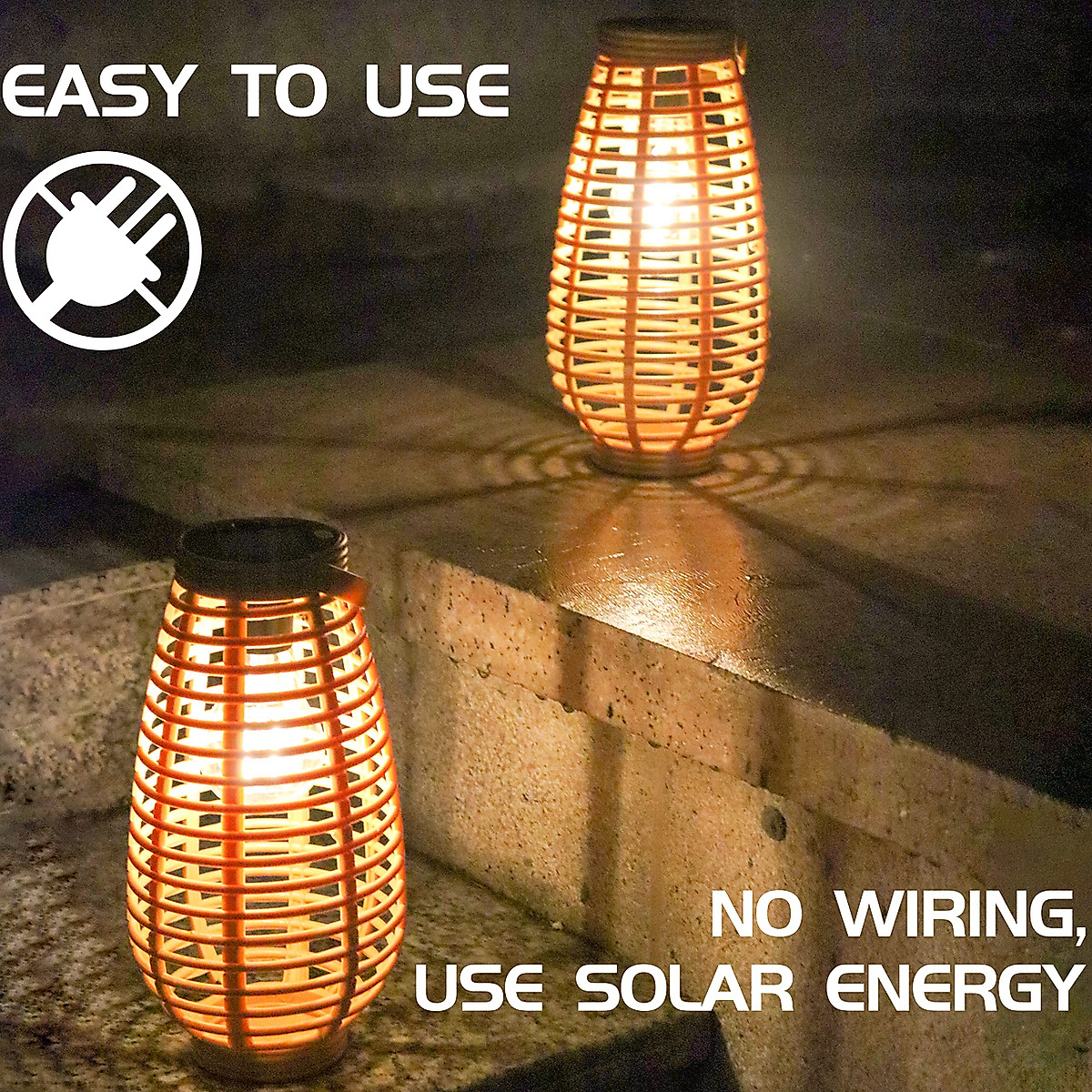 Solar Hanging Lantern Waterproof Outdoor – YQLEPIN 2 Pack Solar Garden Lights Waterproof Decorative with Two Hooking, Edison Blub Solar Outdoor Table Lanterns for Porch.(Yellow)