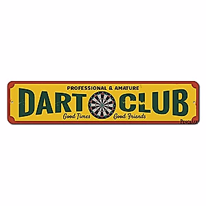 Dart Club Sign, Game Room Man Cave Decor Sign Dart Boards for Cafes Bar Pub Beer Club Wall Home Decor 4X16Inch