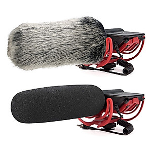 SUNMON Windscreen Muff and Foam for Rode VideoMic, NTG2, NTG1 and WSVM Microphone, Indoor Outdoor Microphone Windshield (2 PACK)