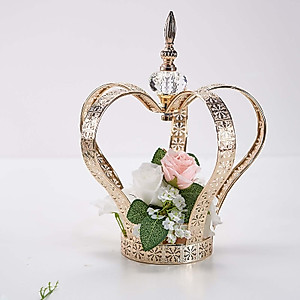 Efavormart 25" Crown Candle Holder Stand, Gold Metal Votive Holders for Weddings, Birthday, Party, Home, Garden, Table Centerpieces Decorations, Anniversary Celebrations