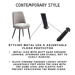 DRAGON GATE Modern Upholstered Dining Chairs Set of 2 with Seat Cushion, Armless Side Chair with Metal Legs for Dining Room Kitchen, Living Room (Fabric Light Gray 2PCS)