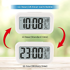 YUANRANER Digital Alarm Clock with Indoor Temperature, Battery Operated,Snooze Model,12/24H Display for Bedrooms Heavy Sleepers Kids Travel Bathroom Desk Smart Clock