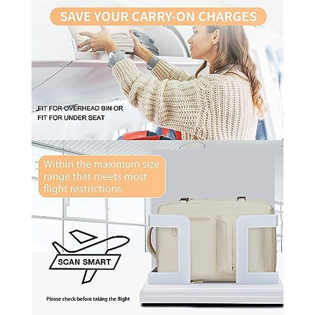 winspansy Carry on Backpack,Travel Backpack for Women Men Airline Approved Personal Item Size Hiking Gym Backpack Weekender Casual Daypack Backpack Waterproof Bag with Shoe Compartment, Beige