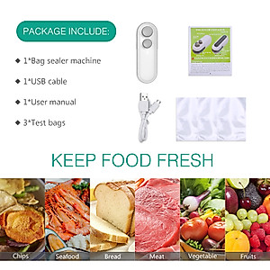 ORIA Mini Bag Sealer, (Upgraded) 2 in 1 Heat Sealer and Cutter, USB Rechargeable Handheld Heat Sealers, Portable Bag Resealer for Airtight Food Storage and Resealing Snack Bags, White