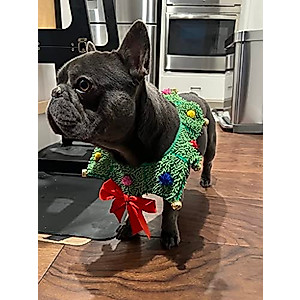 ComfyCamper Christmas Wreath Neck Scrunchie Dog Costume for Small Medium and Large Dogs Puppies and Cats, Small, Green